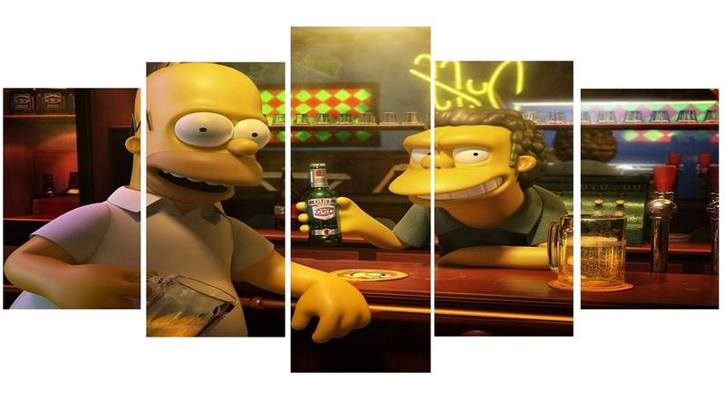 Quadro Mosaico 5 Peças Homer Simpson No Bar - LF-Acessórios - Quadro ...