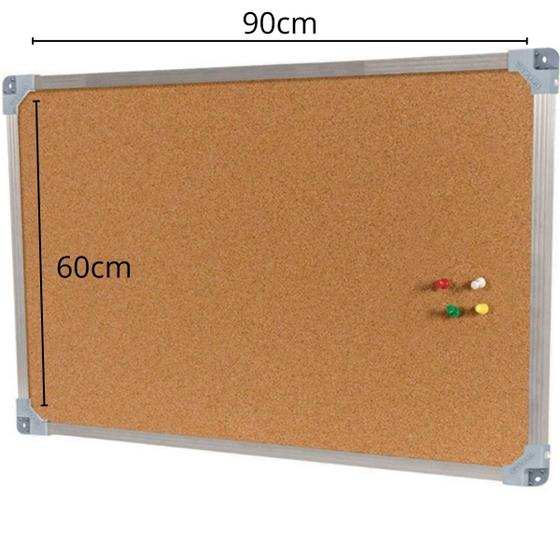 Quadro Painel Mural Aviso Cortiça Aluminio 90x60cm - STALO - Quadro de ...