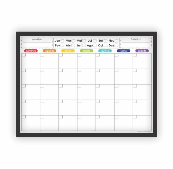 Quadro Planejamento Mensal Planner Com Moldura 04 - Micro Oficina ...