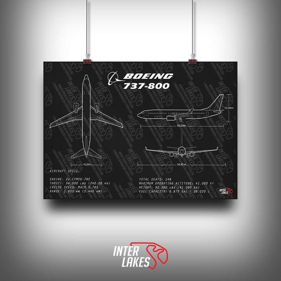 Quadro/poster boeing 737-800 - Interlakes - Quadro Decorativo ...