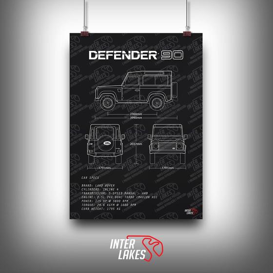 Quadro/poster land rover defender 90 - Interlakes - Quadro Decorativo ...