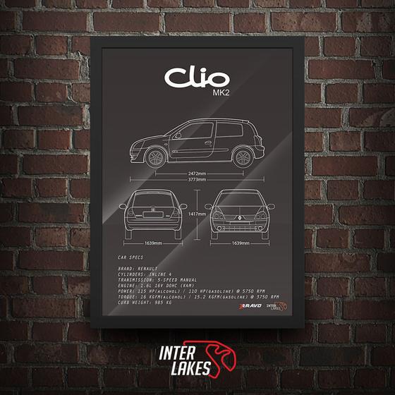 Quadro/poster renault clio mk2 dynamique 2p - Interlakes - Quadro ...