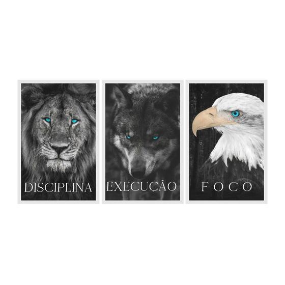 Quadros Decorativos Disciplina Execução Foco Leão C/ Moldura ...