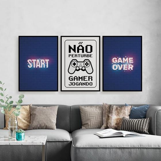 Quadros Gamer Decoração Quarto Nerd Geek Kit 3 Peças 20x28cm - camaleão ...