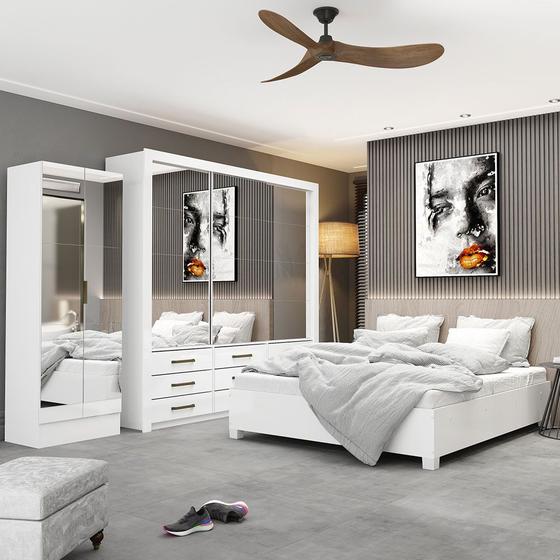 Quarto Completo Casal Anjos Premium Sapateira 2 Portas Premium e Cama ...