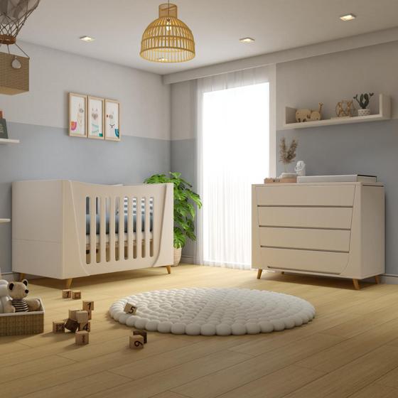 Quarto de Bebê Completo Berço e Cômoda 4 Gavetas 2 Porta Fiori Timber ...