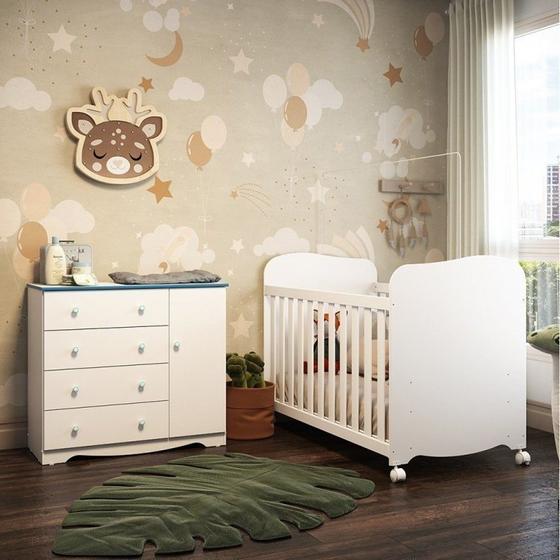 Quarto de Bebê Completo Cômoda 1 Porta 4 Gavetas Tatá com Berço ...