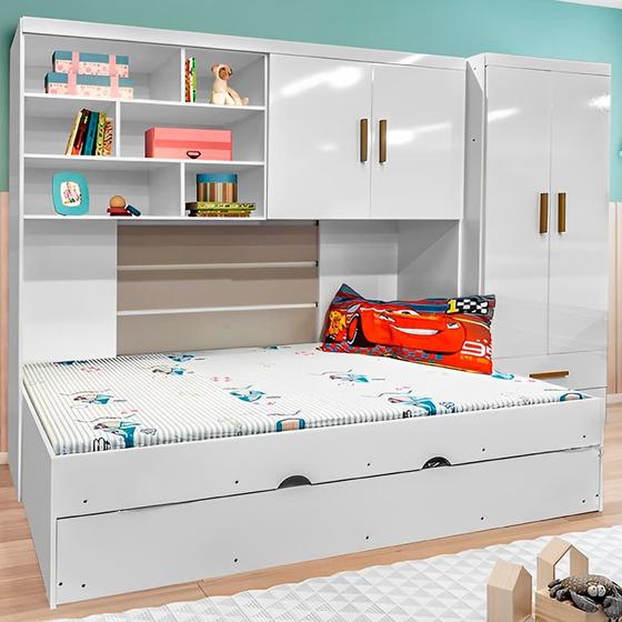 Quarto Infantil Chiara Guarda Roupa e Aéreo 2 Portas com Cama e ...