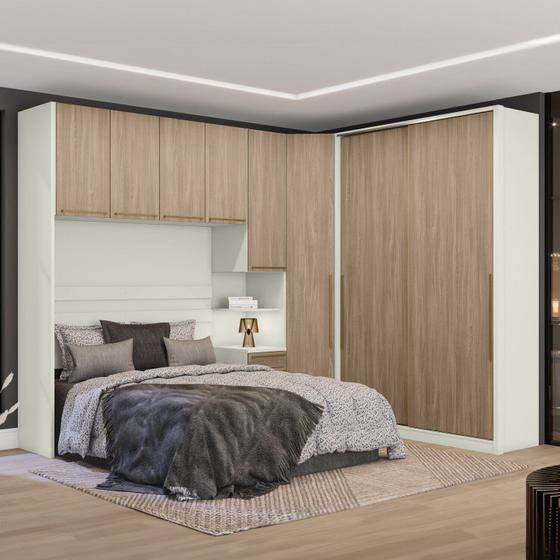 Quarto Modulado Casal Completo 8 Portas 6 Gavetas Canto Oblíquo Seletto ...