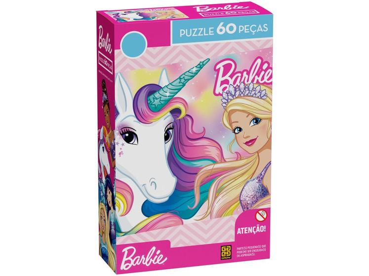 Quebra-cabeça 60 Peças Puzzle Infantil Barbie - Grow - Quebra-Cabeça ...