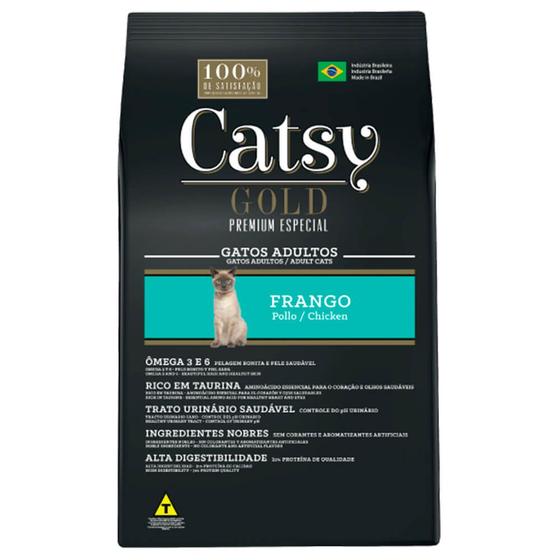 Ração Catsy Gold Premium Especial Gatos Adultos Sabor Frango 10,1 Kg ...