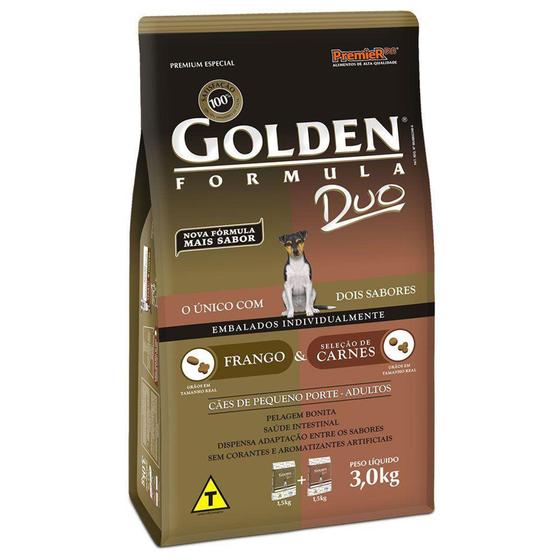 Ração Golden Duo Mini Bitz Cães Adultos Raças Pequenas Sabor Frango e ...