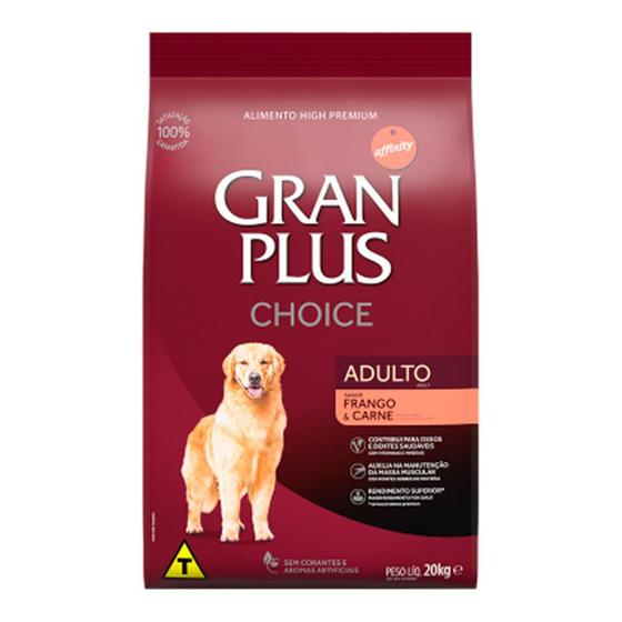 Ração Gran Plus Cães Choice Adultos Frango e Carne - 20kg - GRANPLUS ...