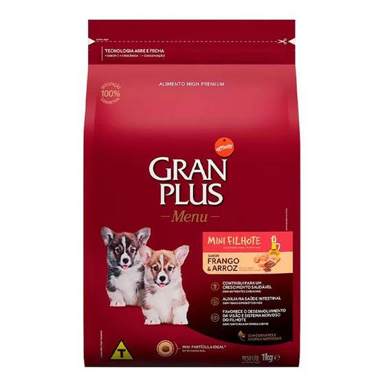 Ração Gran Plus Cães Menu Filhotes Raças Pequenas e Mini Frango e Arroz ...
