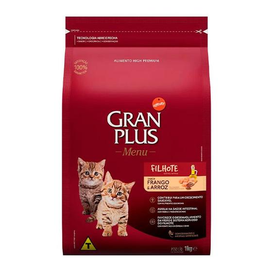 Ração Gran Plus Gatos Filhotes Frango e Arroz - 1kg - GRANPLUS - Ração ...