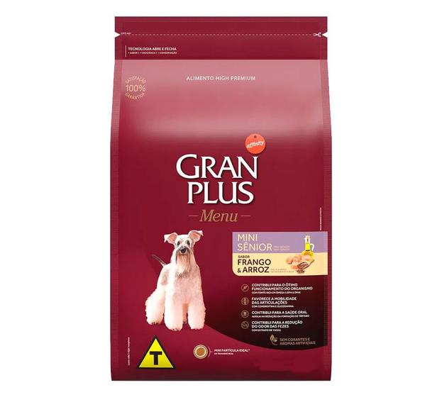 Ração Gran Plus Menu Cão Sênior Mini Frango e Arroz - Guabi - Ração ...