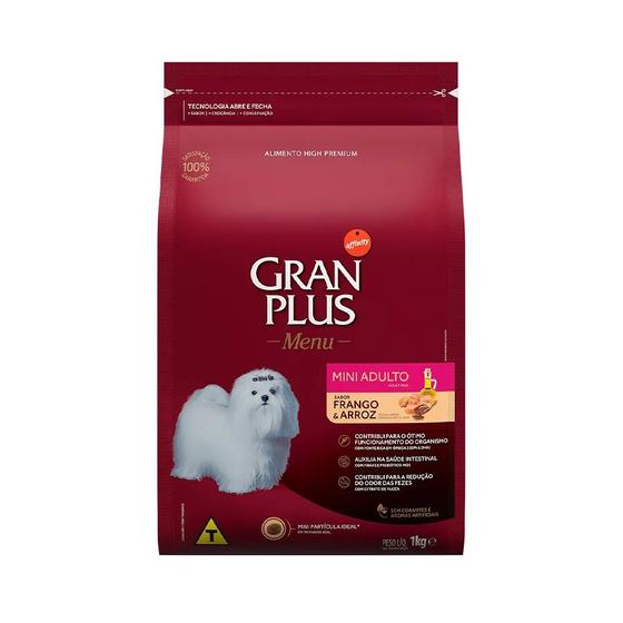 Ração Gran Plus Menu para Cão Adulto Mini Sabor Frango e Arroz ...