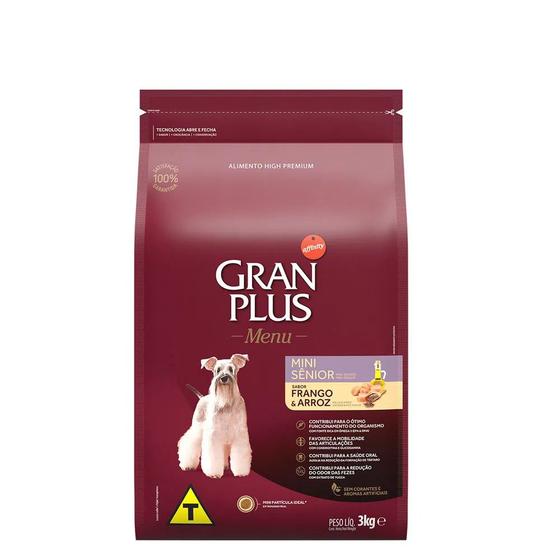 Ração Gran Plus Menu para Cão Sênior Mini Sabor Frango e Arroz ...
