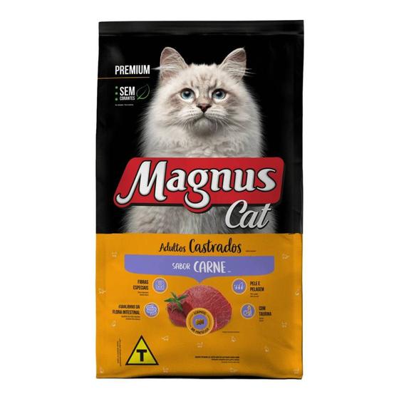 Ração Magnus Cat Premium Sabor Carne para Gatos Adultos Castrados ...