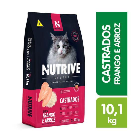 Ração Nutrive Select para Gatos Castrados Frango e Arroz 10,1kg ...