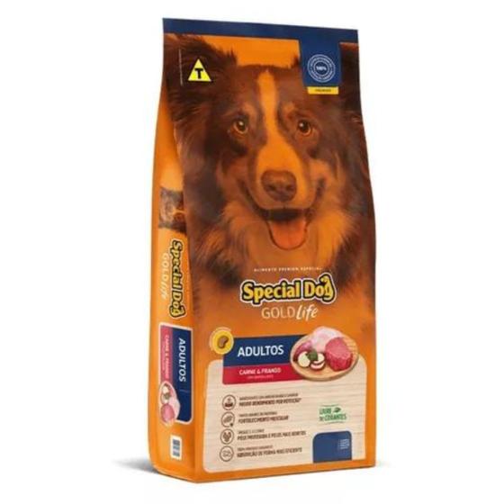 Ração Para Cachorro 20KG Special Dog Gold Life Adulto Sabor Carne e ...