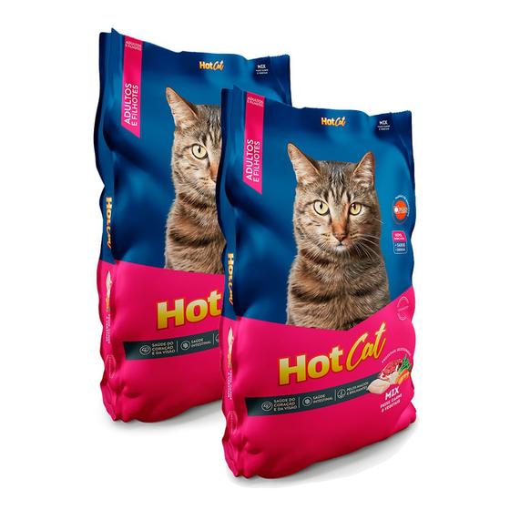 Ração para Gatos HotCat Mix Adulto e Filhotes Sabor Peixe, Carne e ...