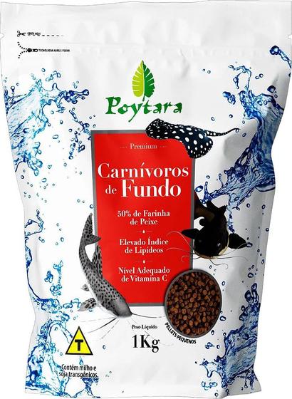 Ração peixe Poytara Carnivoros de Fundo 1kg bagre pintado poly Pellet P ...