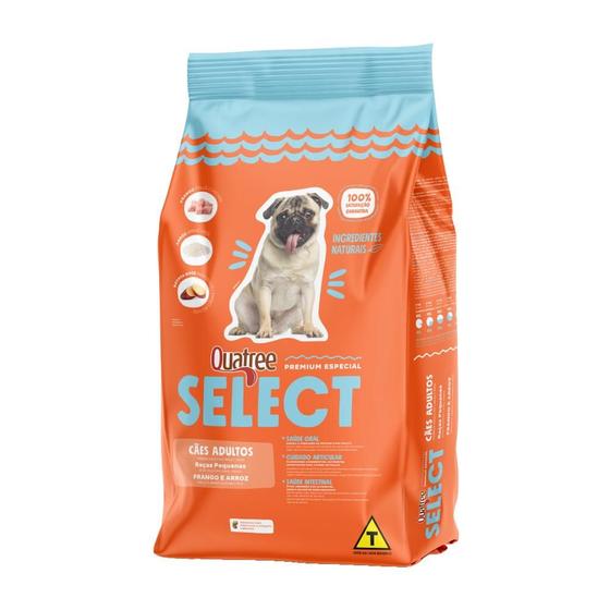Ração Seca Quatree Select Frango e Arroz Cães Adultos Raças Pequenas ...