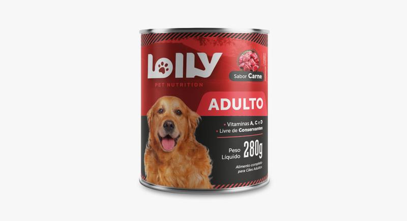 Ração úmida Lata lolly dog adulto carne 280g - lolly pet nutrition ...