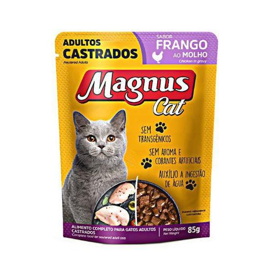 Ração Úmida Magnus Cat Sachê Premium Gatos Adultos Castrados Sabor ...