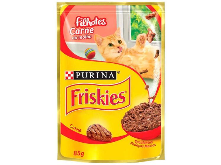 Ração Úmida para Gato Filhote Sachê - Friskies Carne ao Molho 85g ...