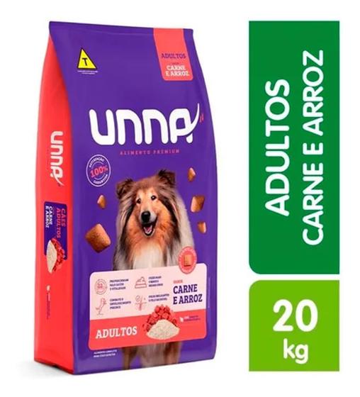 Ração Unna P/ Cães Adultos Sabor Carne E Arroz 20kg - Outros Pets ...