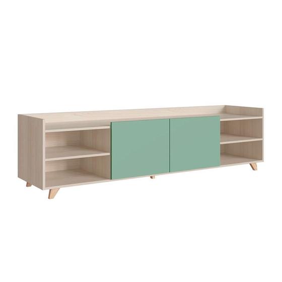 Rack Aurora Nature e Verde 180 cm - BE Mobiliário - Rack - Magazine Luiza