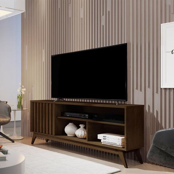 Rack Bancada 1.36m 1 Porta para TVs Até 55 Polegadas - Malbec Wood Ripado - Cedro - Giga Móveis ...