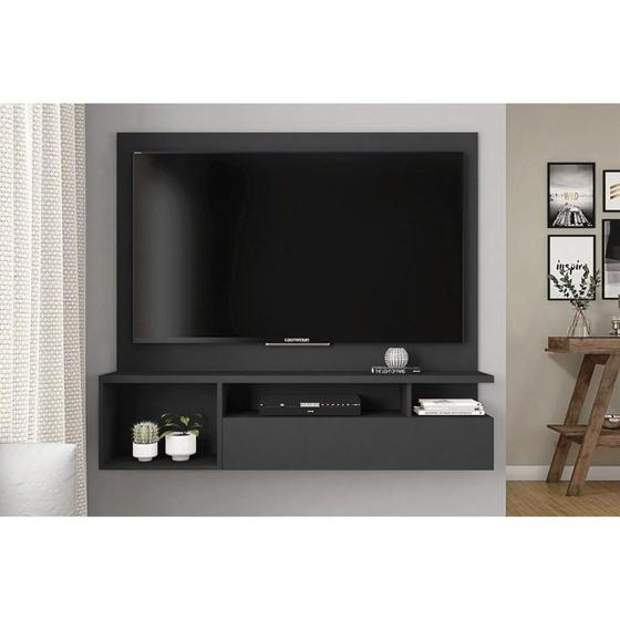 Rack Bancada c/ Painel p/ TV até 55 pol Brasil Nichos 136x122cm Preto ...