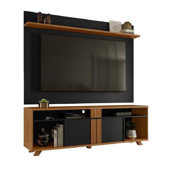Rack Bancada com Painel para TV até 70 Polegadas 1,80m Freijó / Preto Notável - Rack com Painel ...
