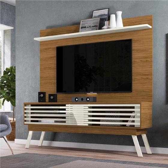 Rack Bancada Frizz E Painel Para Tv Lorenzo 1.8 Naturale/off White ...