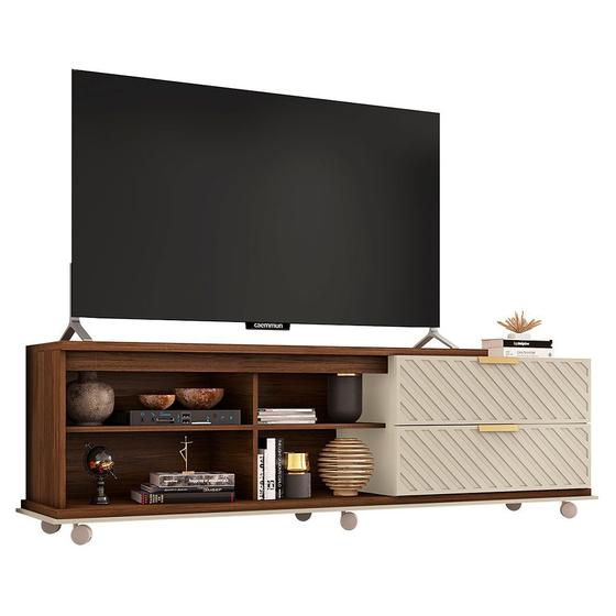 Rack Bancada Para TV 55 Polegadas Harmony Havana Off White - Caemmun - Rack - Magazine Luiza