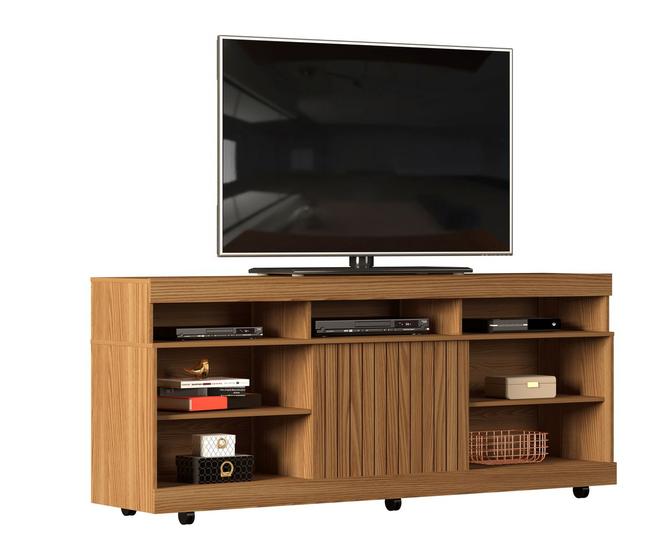 Rack Bancada para TV até 60 polegadas com Porta deslizante com frisos ...
