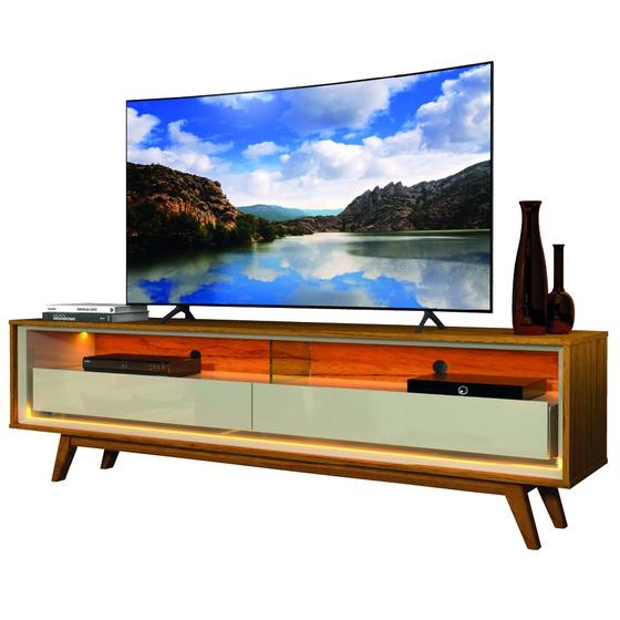 Rack Bancada Para TV Até 70 Polegadas Com LED Requinte Madeirado/Off White Gelius - Rack ...