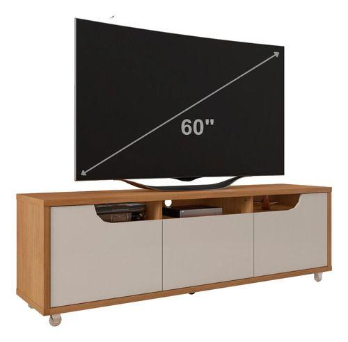 Rack Bancada Sala De Estar para Tv de até 60 Polegadas Jersey 1.60m com Rodízio Casa D - Cedro ...
