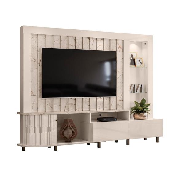 Rack c/ Painel Ripado TV 70 Polegadas Madetec Le Mans Branco - Rack com Painel - Magazine Luiza