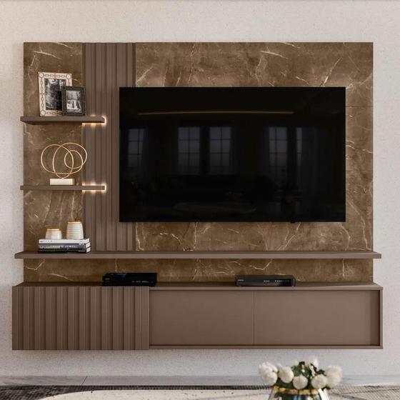 Rack com Painel Atena para TV de 65 Pol Imperial Sépia - Madetec Móveis ...
