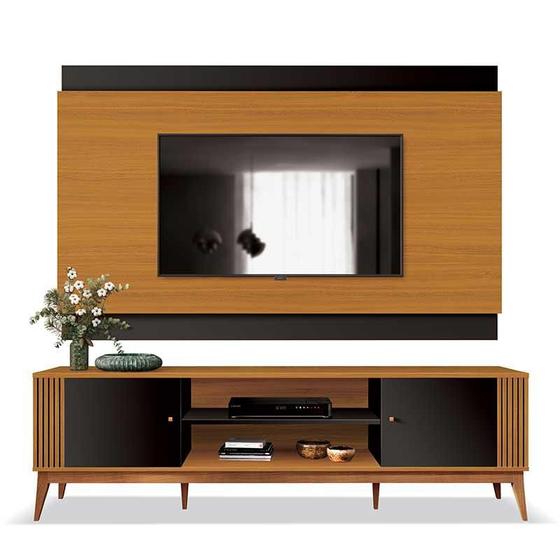 Rack Com Painel Legacy 2.0 Para TV 75 Polegadas EDN Preto/Cedro - Rack - Magazine Luiza