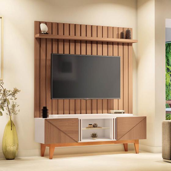 Rack com Painel Link Lift 1.6 Off White / Nature para TV até 60" 2 ...