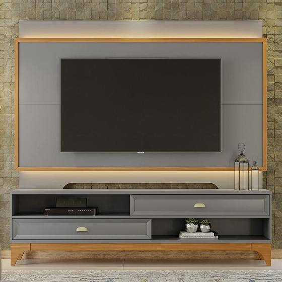 Rack Com Painel Michigan Para Tv Até 70 Polegadas Com Led Cinza ...