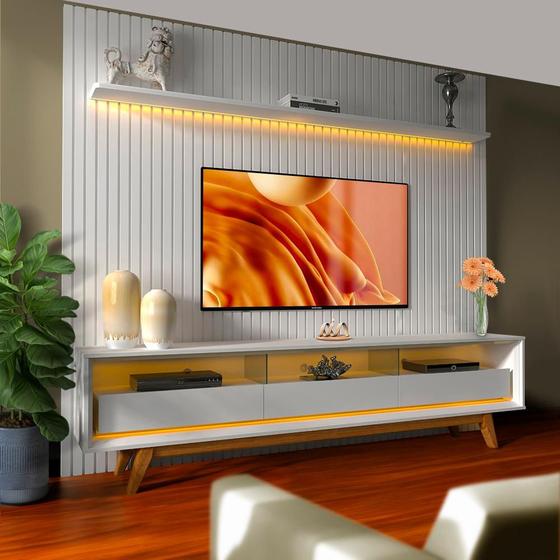 Rack Com Painel Para Tv 85 Polegadas Branco Lux Shop Jm - GELIUS - Rack com Painel - Magazine Luiza