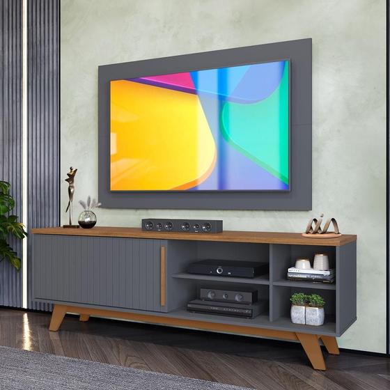 Rack Com Painel Para Tv Até 50 Polegadas Freijó Cinza Urbano Romeu E Liam Dj Móveis - DJ MOVEIS ...