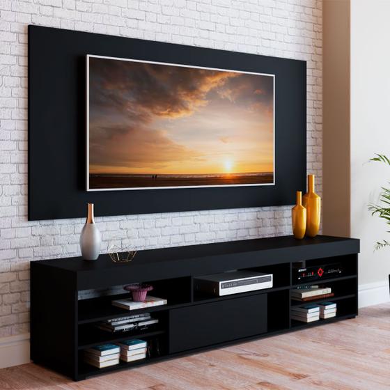 Rack Com Painel Para Tv Até 55 Polegadas Jhon Preto - Panorama Móveis ...