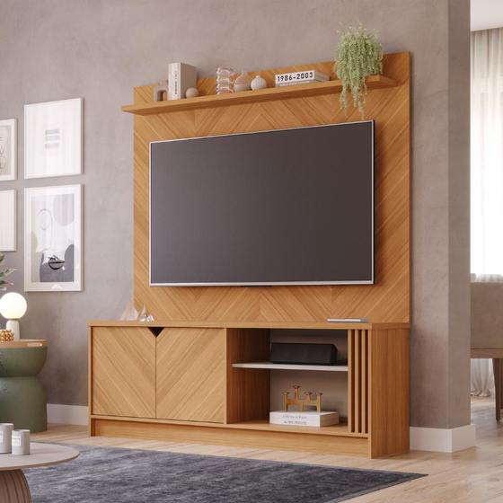 Rack Com Painel Para TV até 55 Polegadas Volpia 2 Portas Nature ...